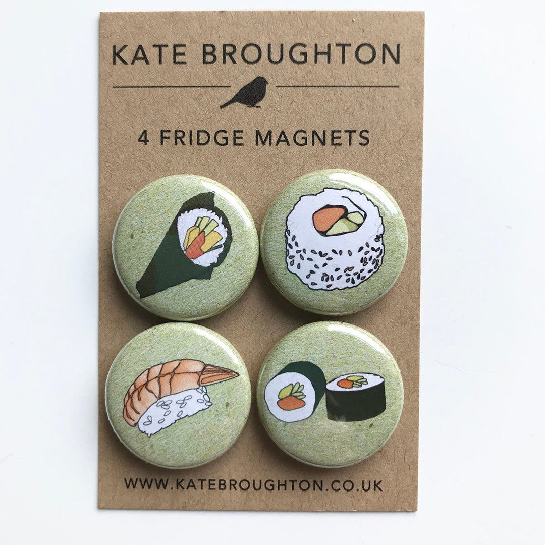 Sushi Fridge Magnets set of Four Temaki , Uramaki , Prawn Nigiri , Maki ...