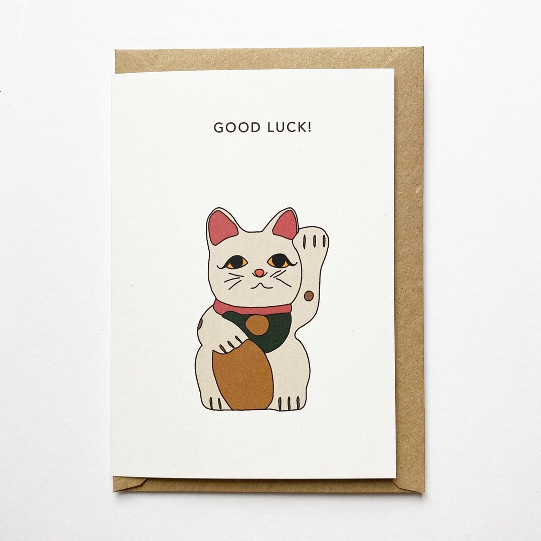 Lucky Cat Good Luck Card - Eco Friendly & Recycled - Etsy