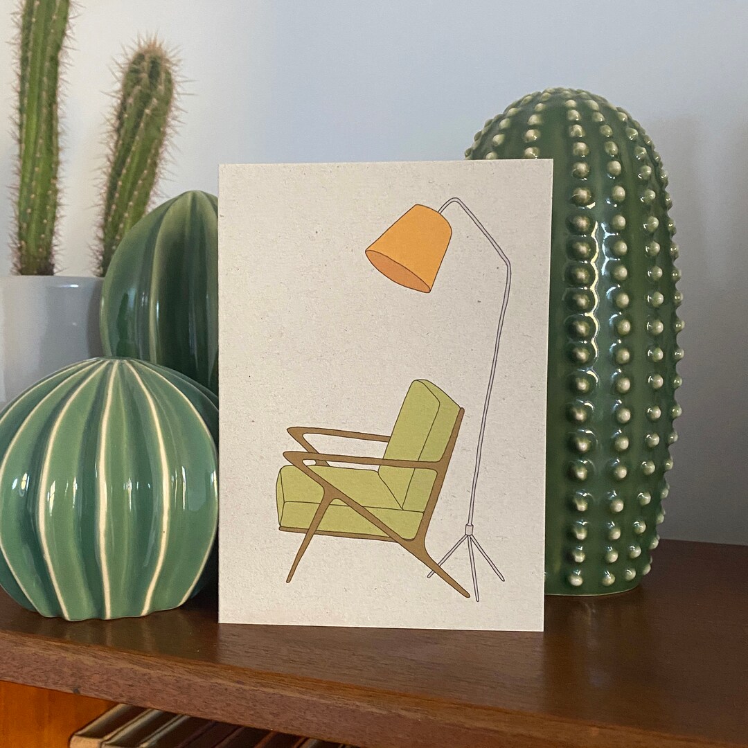 Retro Homes Chair Card Mid Century Vintage Chair Lamp - Etsy