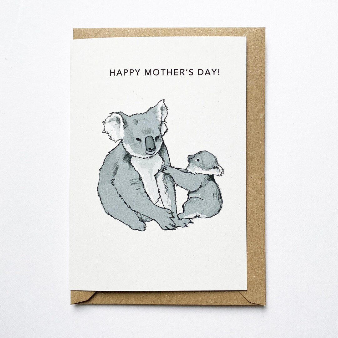 Koala Mother's Day Card - Animal Illustration - Mother Baby Card - Eco ...