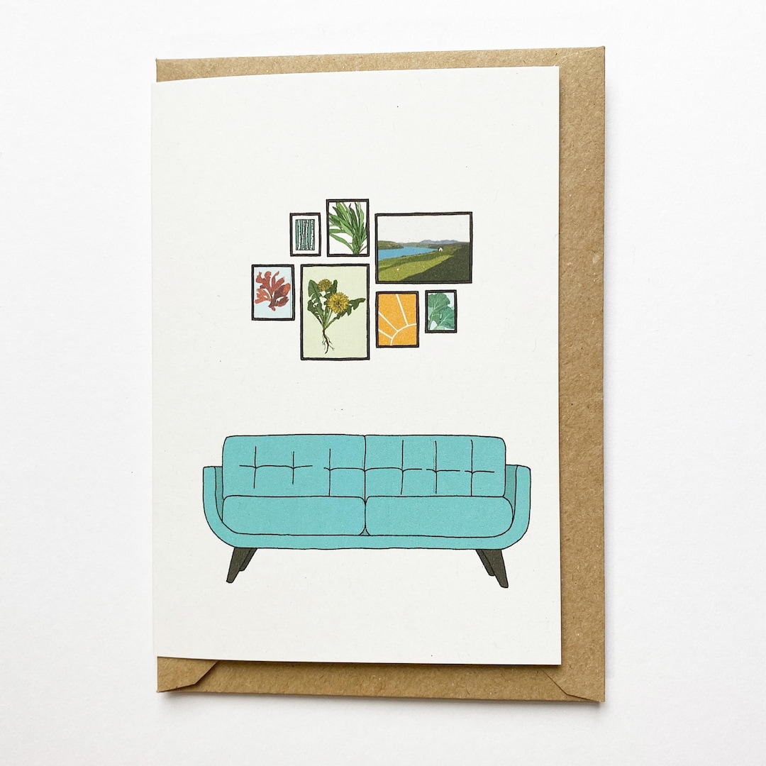 Retro Homes Sofa Card, Mid Century Vintage Furniture, Illustrated ...
