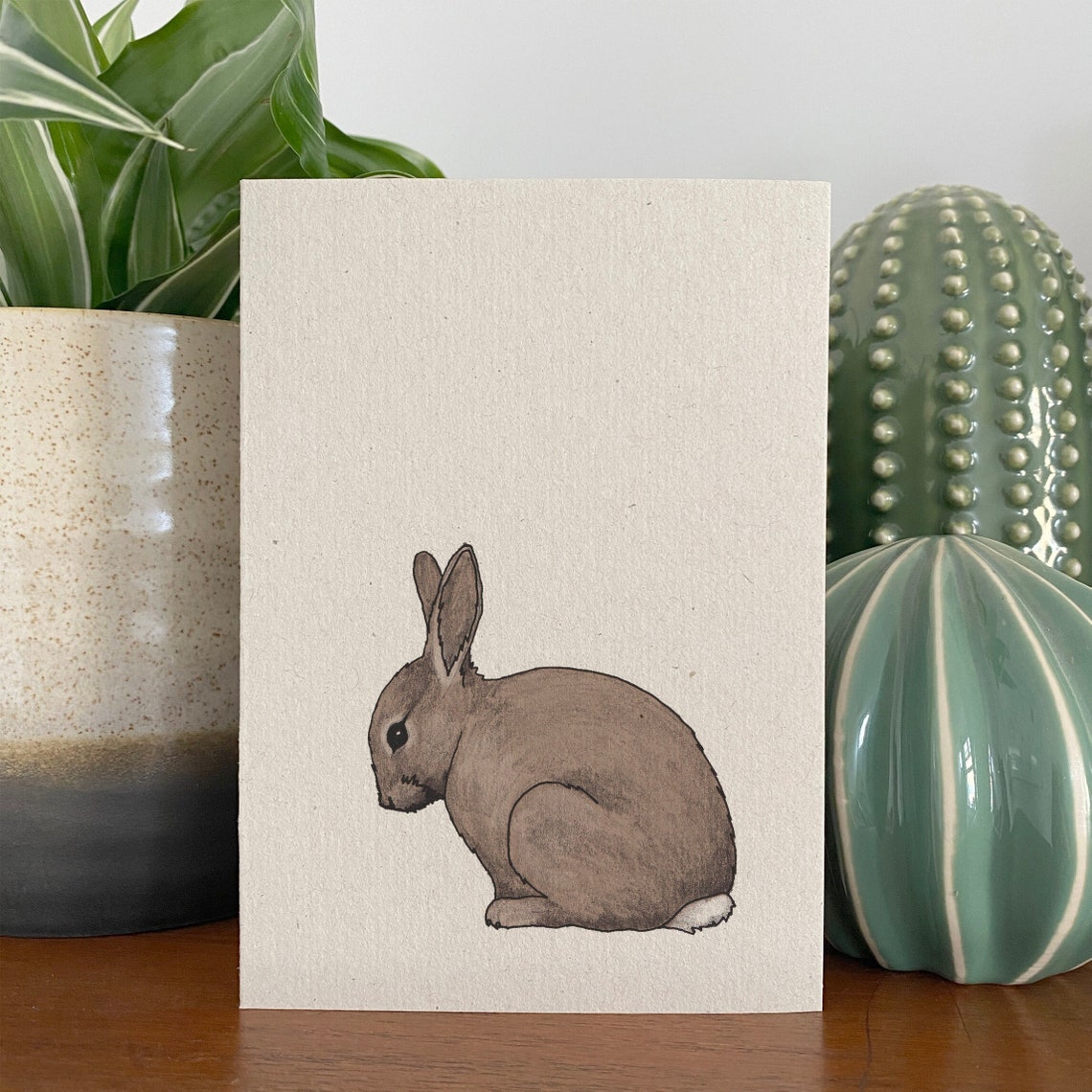 Rabbit Card Animal Illustration Bunny Print Recycled Eco | Etsy