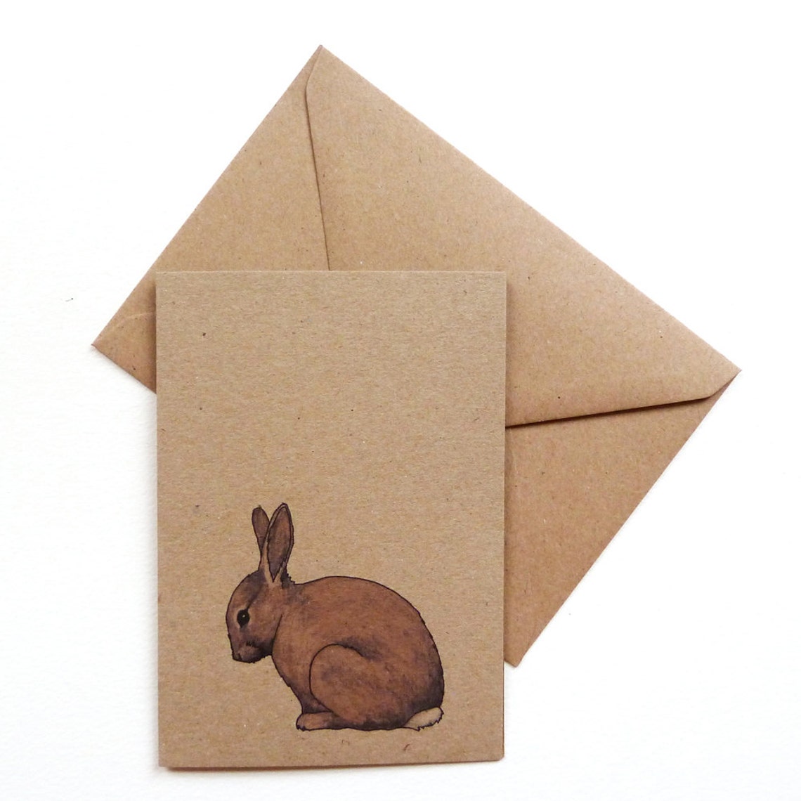 Rabbit card animal illustration bunny print recycled eco | Etsy