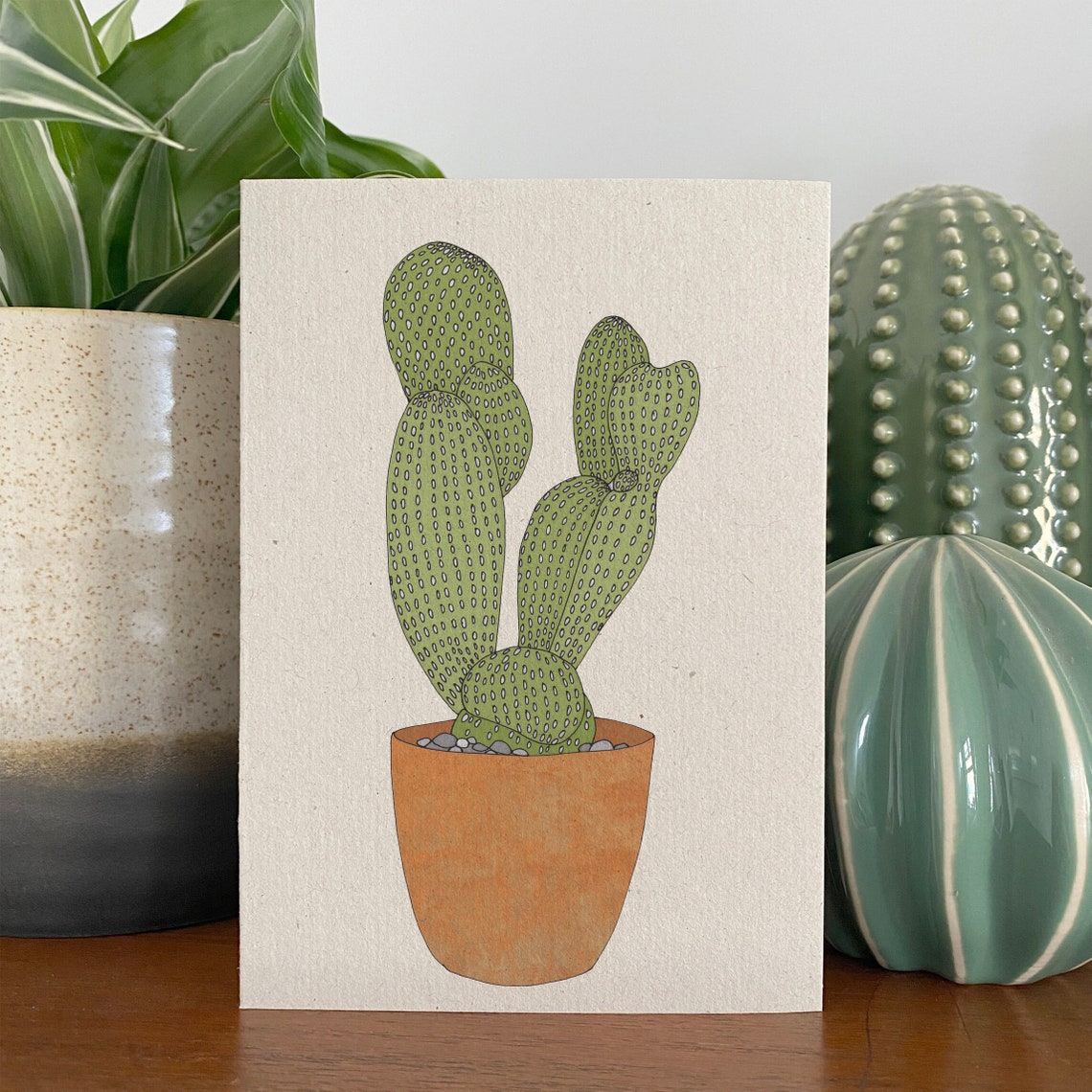 Cactus card No.3 cactus print card cacti illustration | Etsy