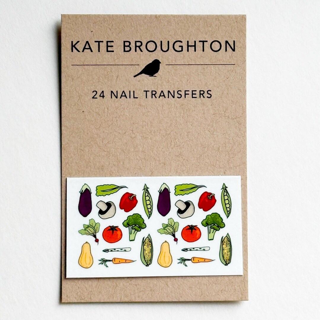 Vegetable Nail Transfers - Illustrated Nail Art Water Decals - Veggies ...