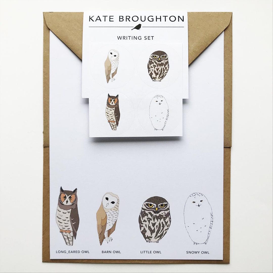 Owl Writing Paper Set - Eco Friendly Stationery With Stickers - Etsy