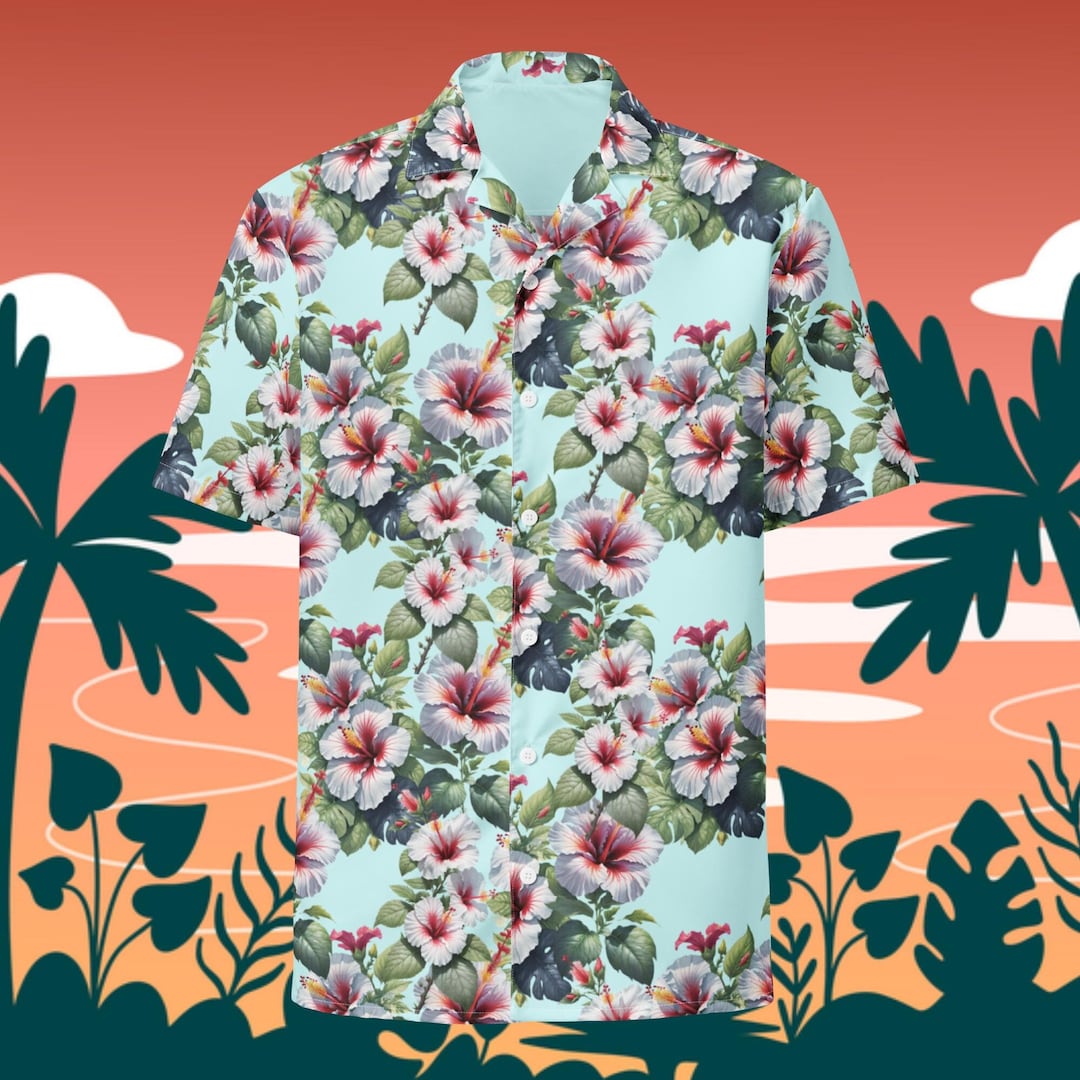 Hibiscus Flower Pattern Hawaiian Style Shirt - Etsy