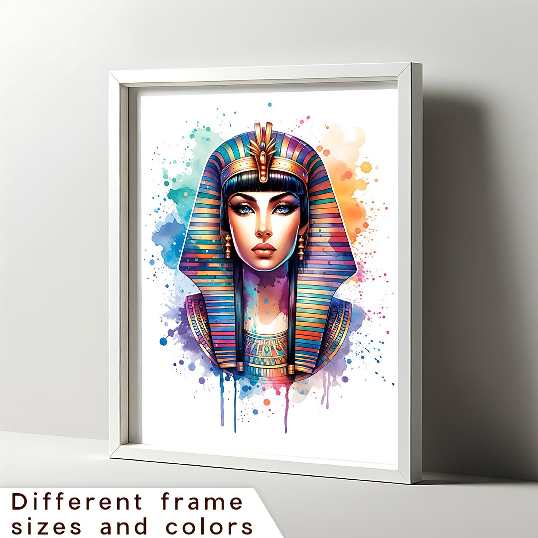 Cleopatra Wall Art in Watercolor Style Different Sizes and Frame Colors ...