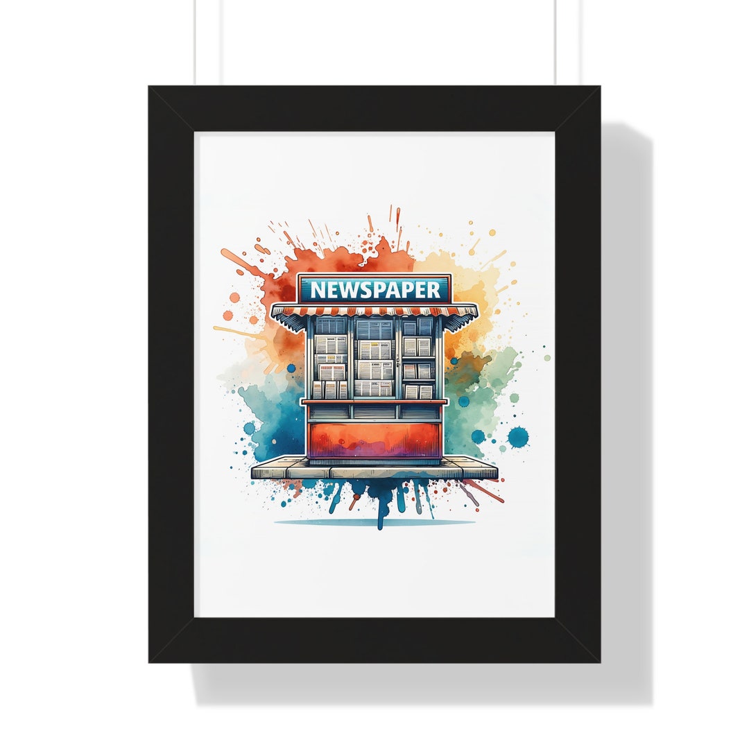 Newspaper Booth Vertical Clipart Poster various Sizes and Frame Colors ...