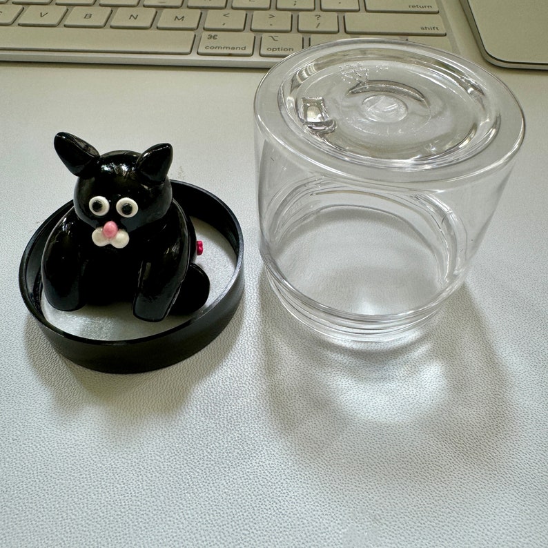 Black Cat Desk Pet Handmade Polymer Clay Monitor Figure, Desk ...