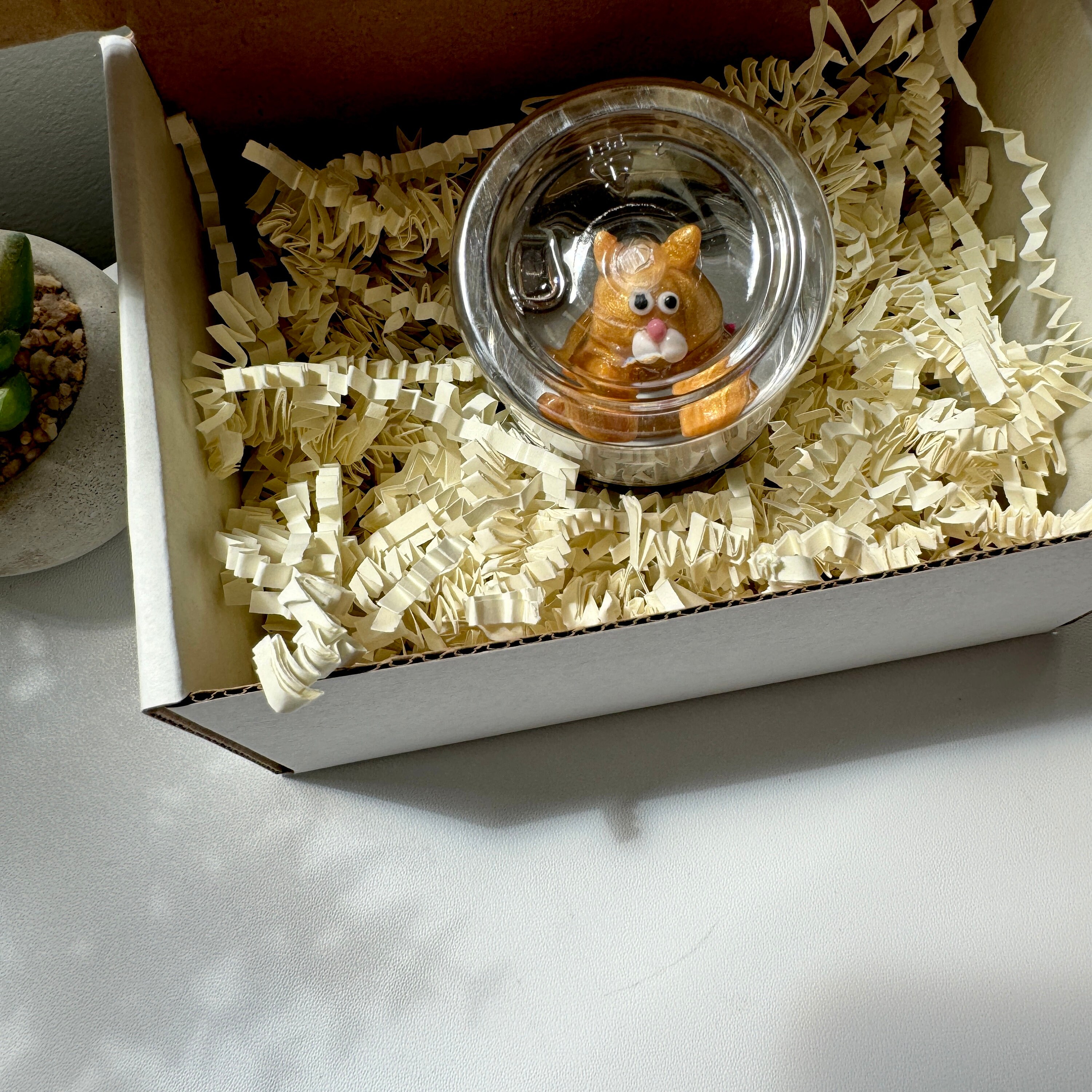 Gold Cat Desk Pet - Handmade Polymer Clay Cat Monitor Figure, Desk ...