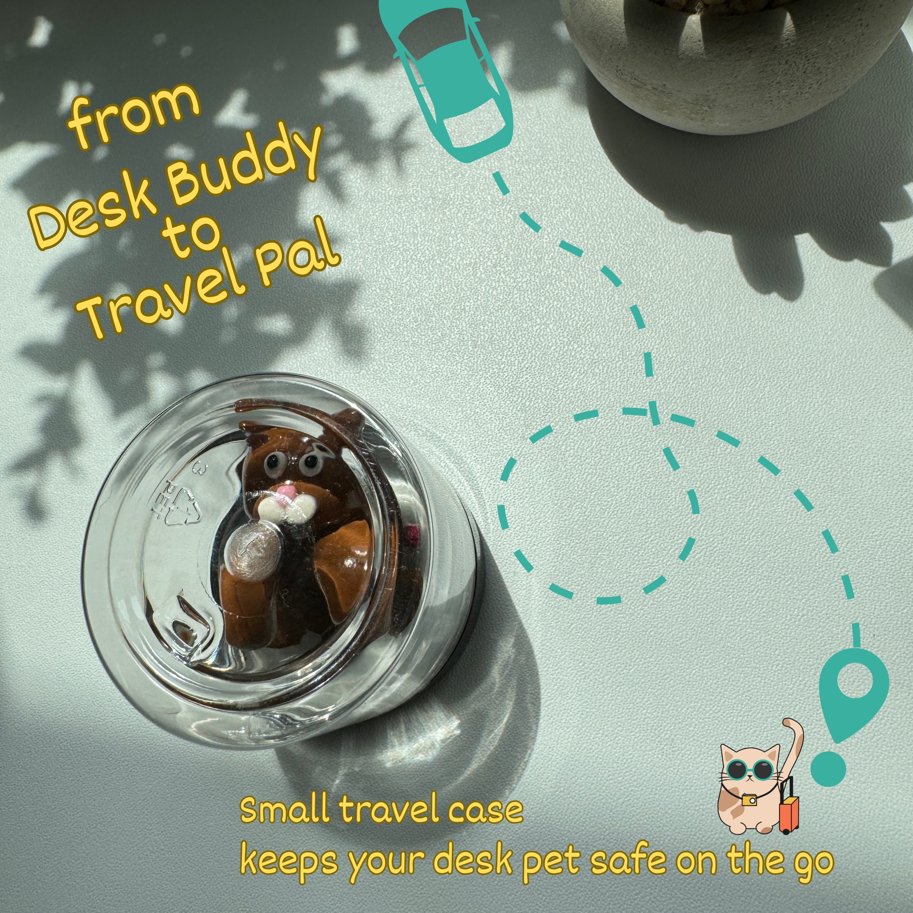 Gold Cat Desk Pet - Handmade Polymer Clay Cat Monitor Figure, Desk ...