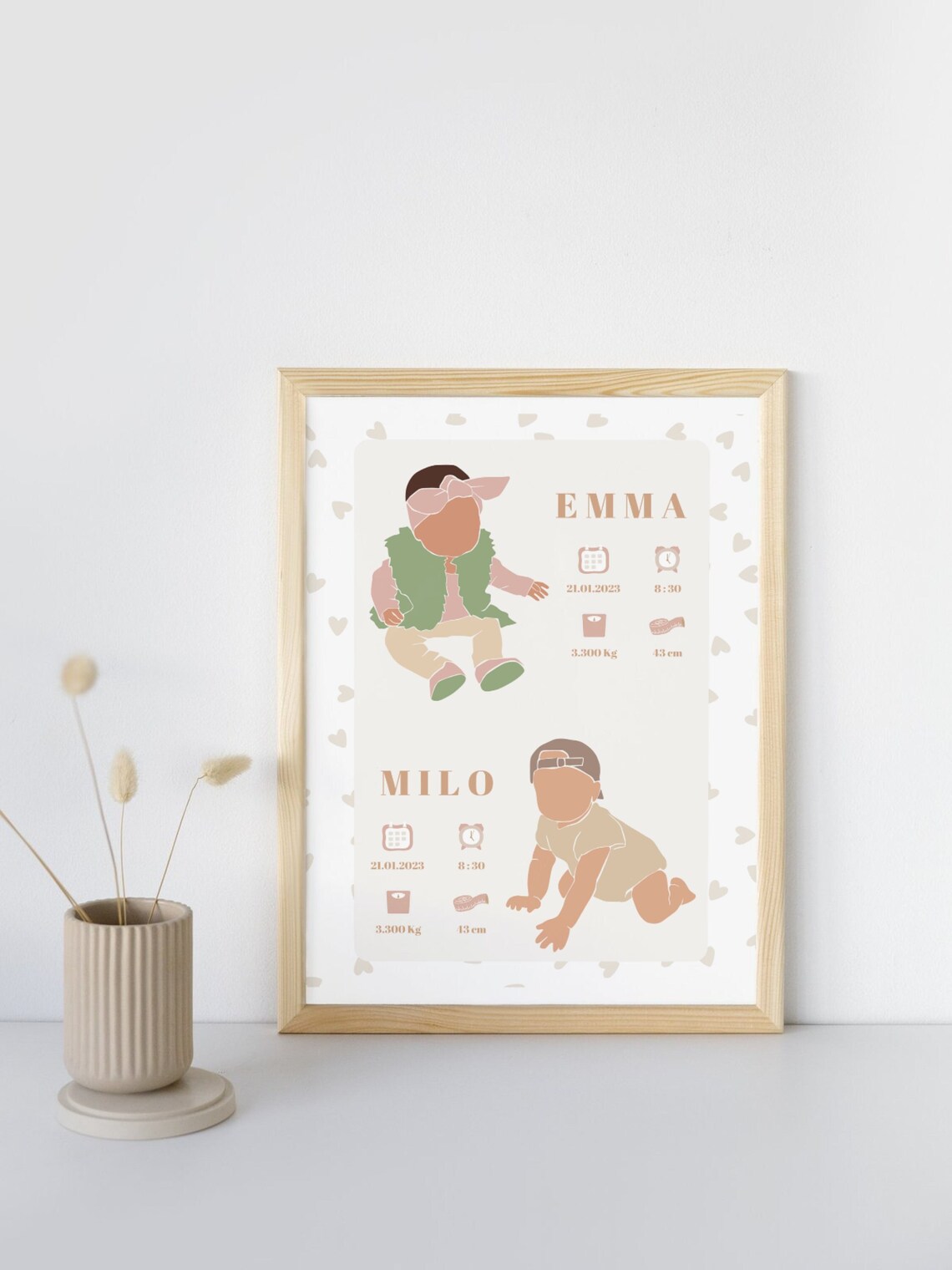 Personalized Birth Poster - “siblings, Twins Model” - Baby/child Birth ...