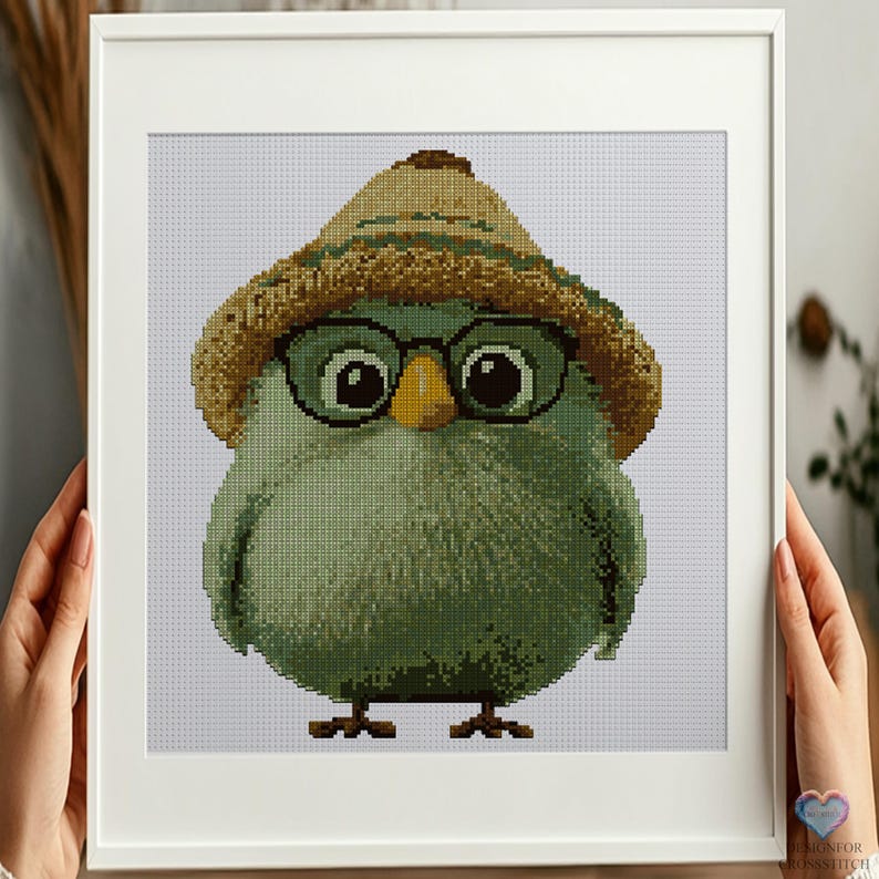 Bird Design for Cross Stitch - Dapper Green Chirper - Etsy