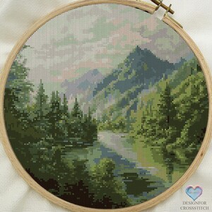 Landscape Design for Cross Stitch - Tranquil Mountain View - Etsy