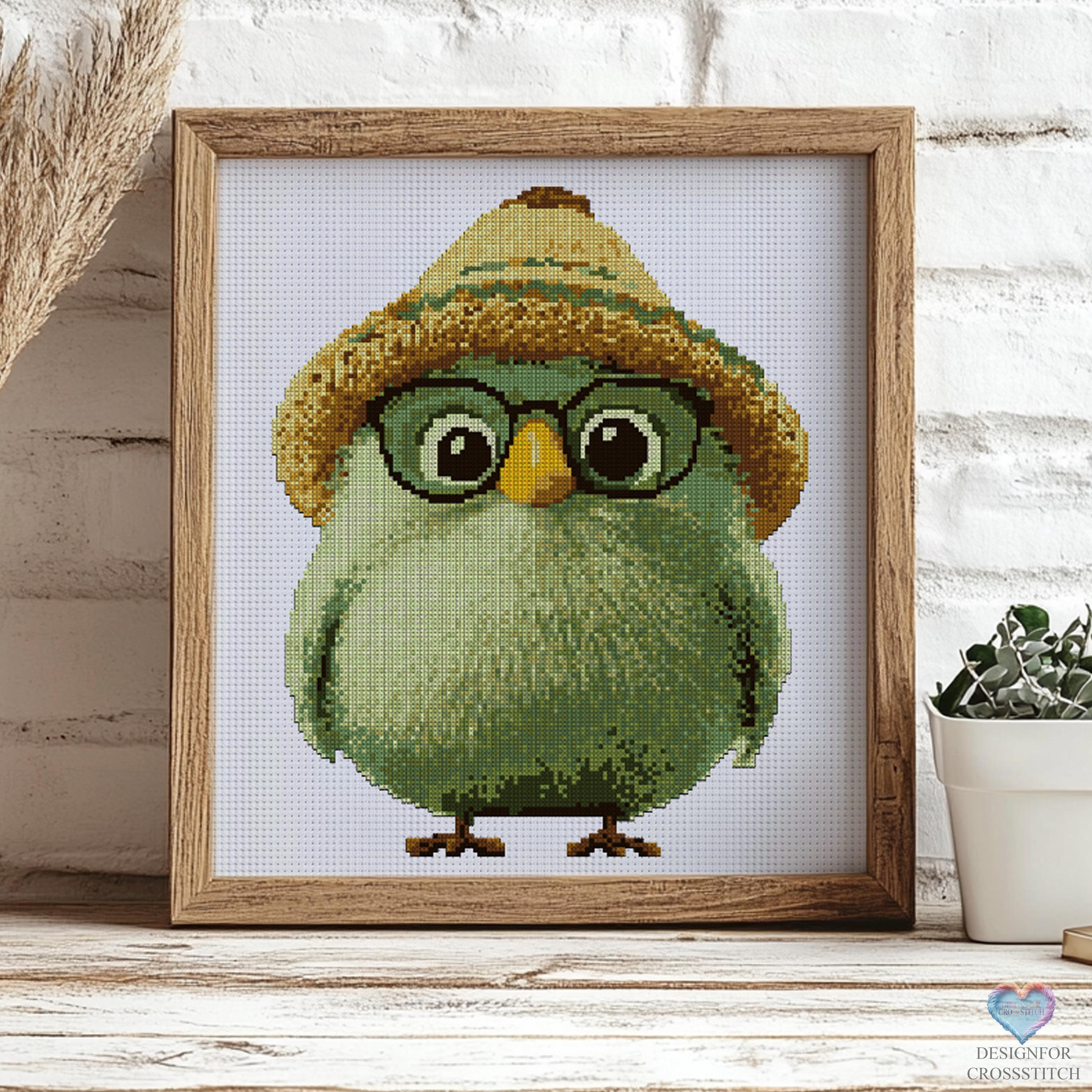 Bird Design for Cross Stitch - Dapper Green Chirper - Etsy