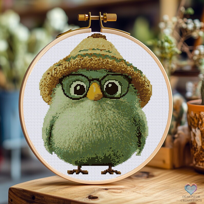 Bird Design for Cross Stitch - Dapper Green Chirper - Etsy