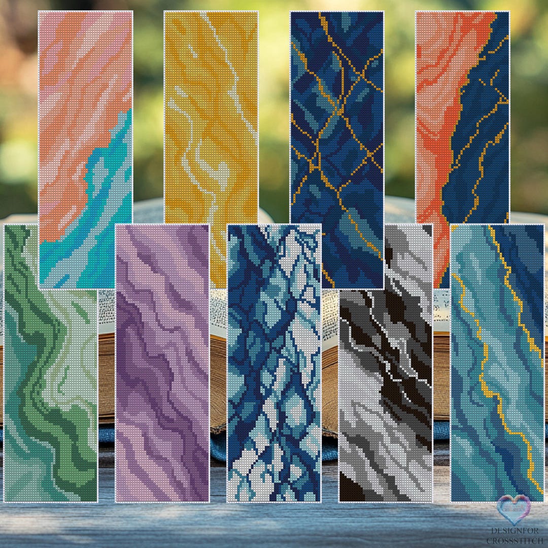 Modern Marble Collection. Bookmark Design for Cross Stitch - Etsy