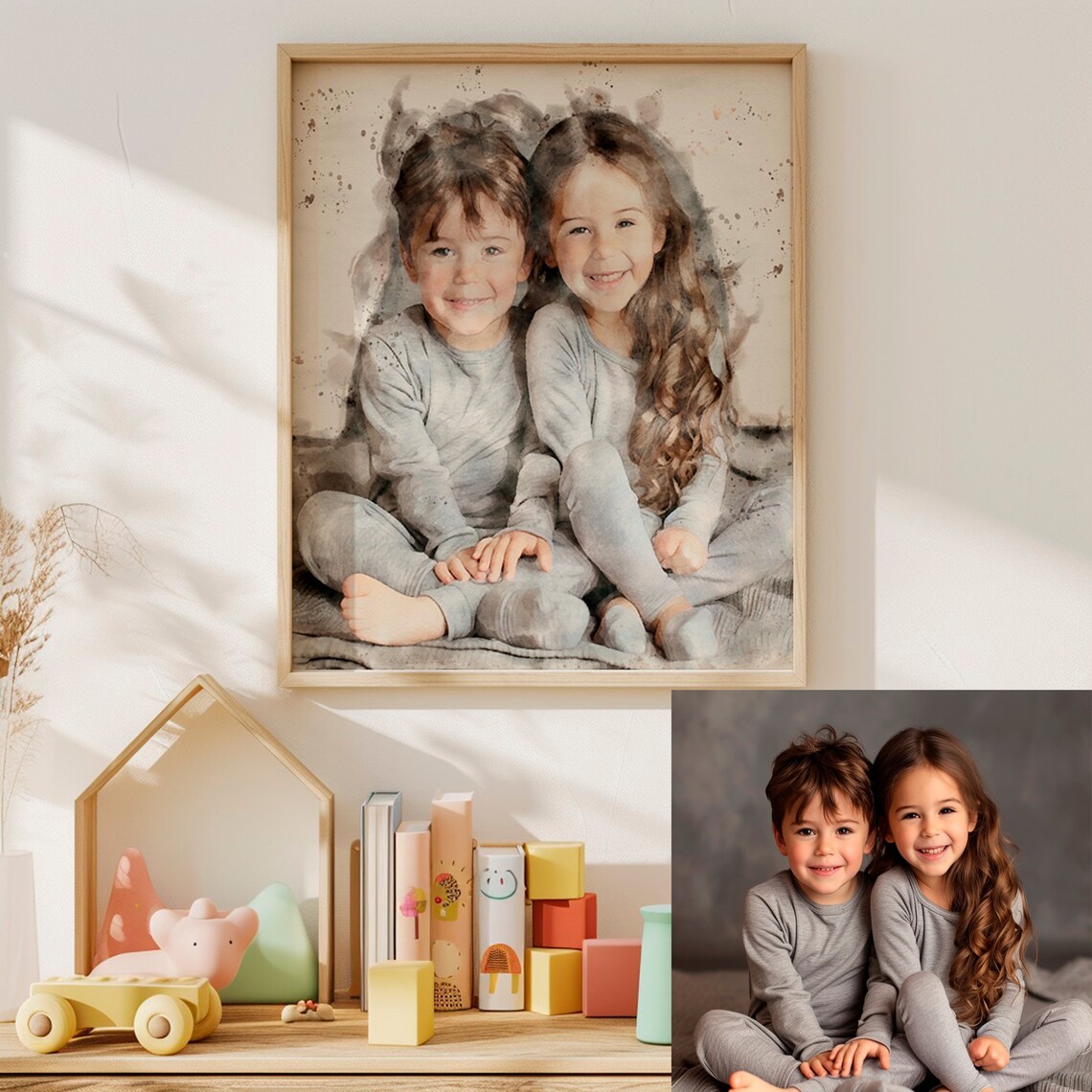 Order a Watercolor Children's Portrait, Memories for a Lifetime - Etsy