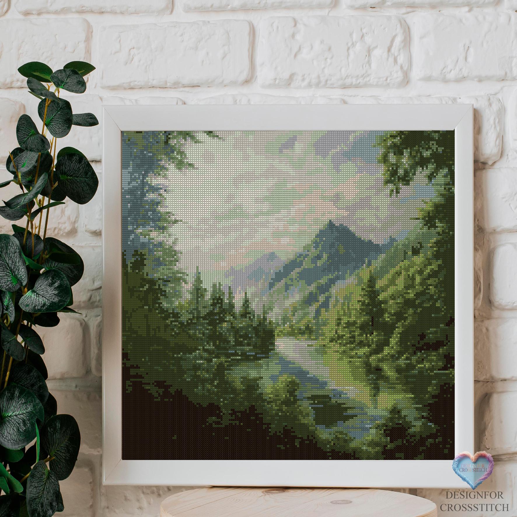 Landscape Design for Cross Stitch - Tranquil Mountain View - Etsy