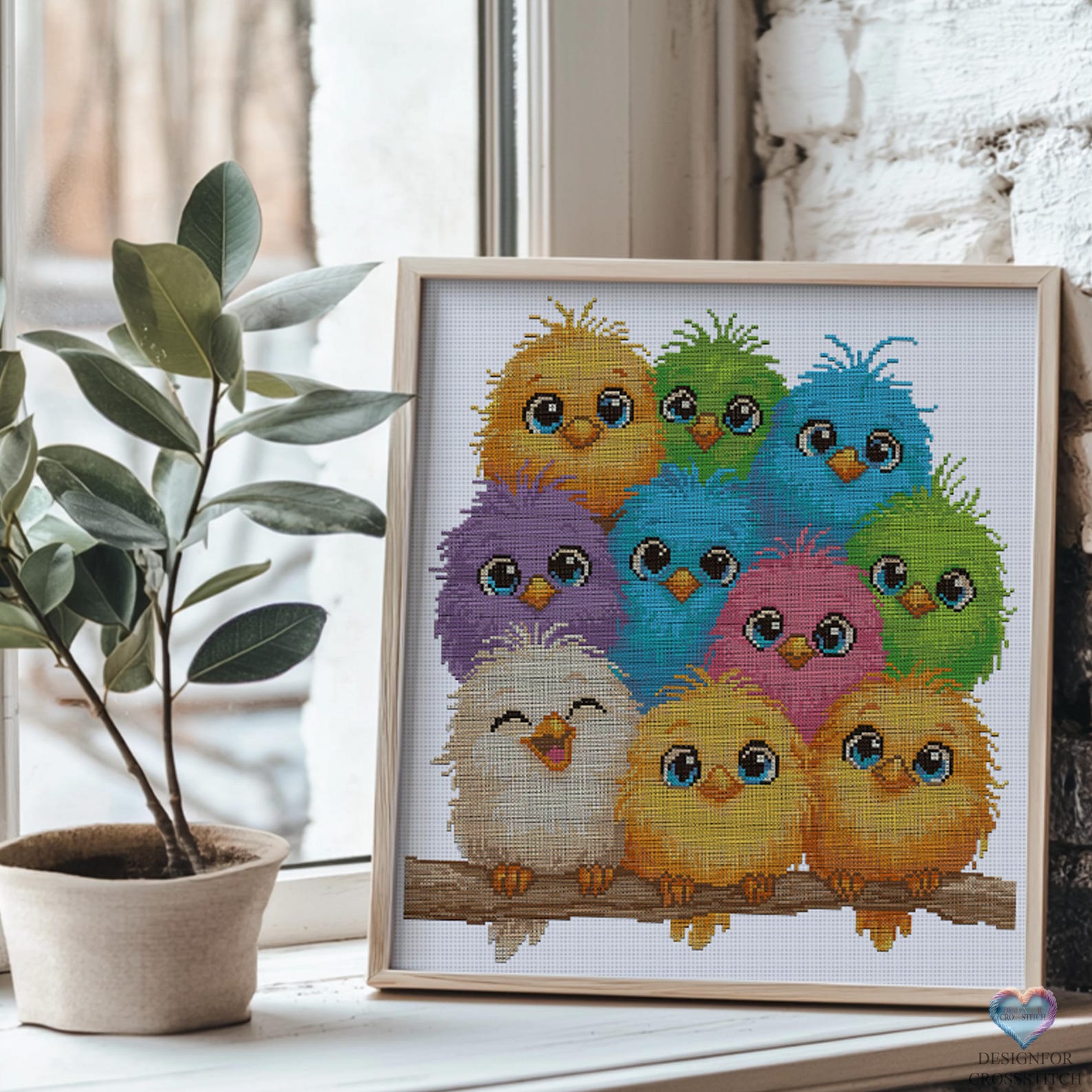 Bird Design for Cross Stitch: Colorful Fuzzy Flock - Etsy