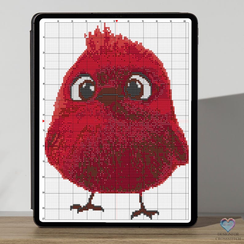 Bird Design for Cross Stitch - Fluffy Red Robin - Etsy