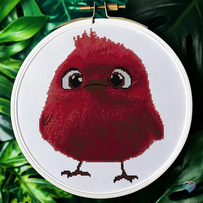 Bird Design for Cross Stitch - Fluffy Red Robin - Etsy