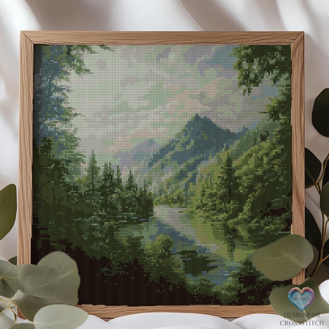 Landscape Design for Cross Stitch - Tranquil Mountain View - Etsy