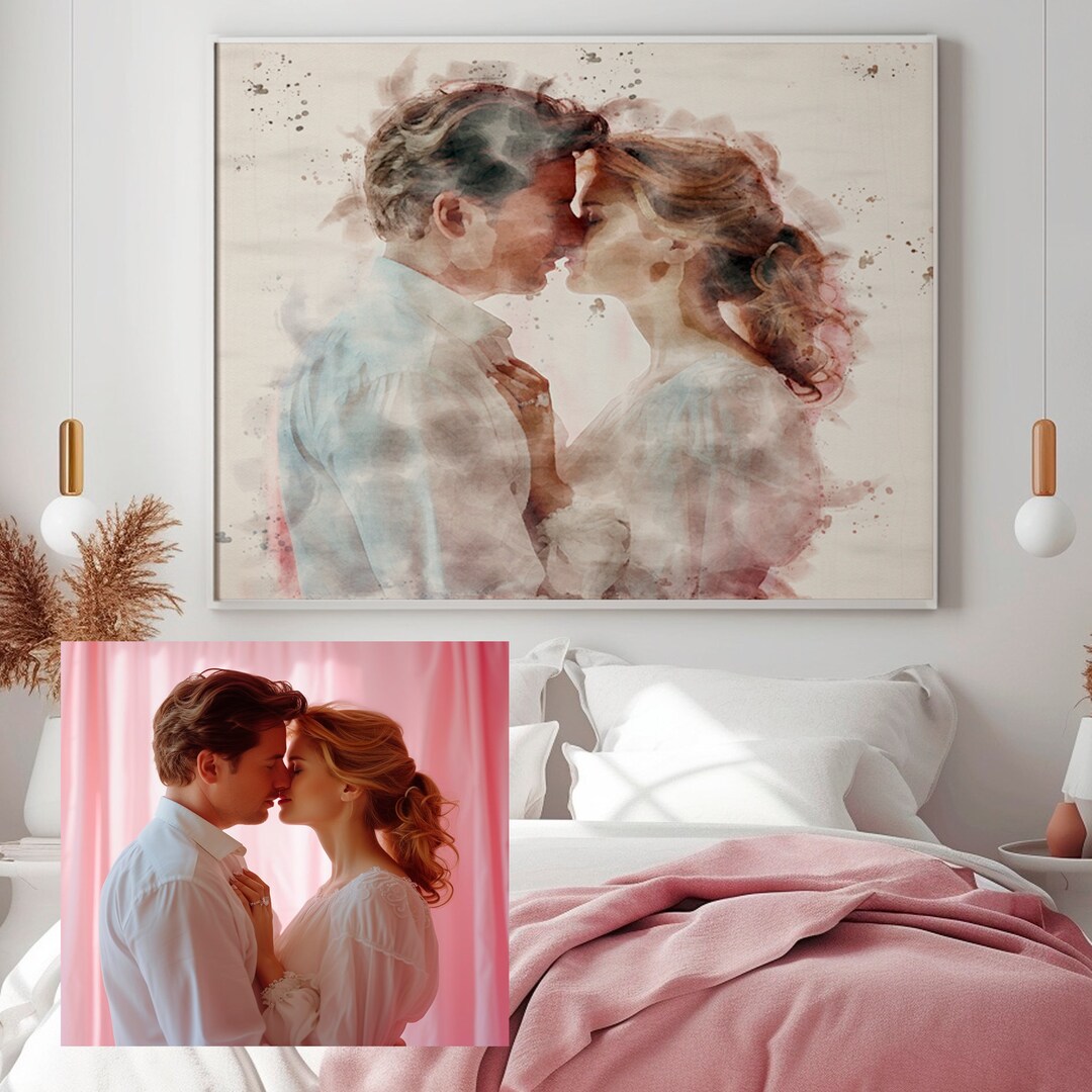 Personalized Digital Couples Portraits Custom Watercolor Art Unique ...