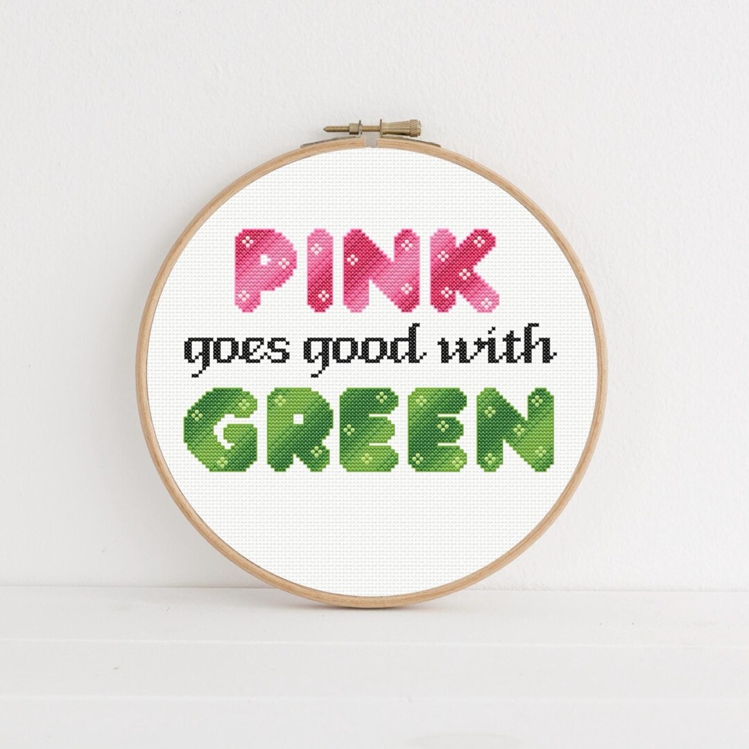 Wicked Cross Stitch Pattern: Pink Goes Good With Green (PDF Download ...