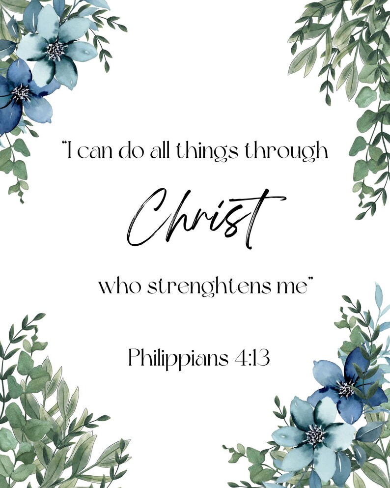 PRINTABLE I Can Do All Things Through Christ Bible Quote L Christian L ...