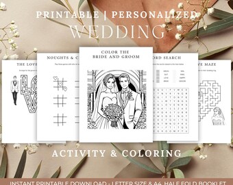 Personalized Wedding Activity Pack Coloring Sheet for Kids Custom Cover ...