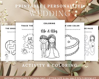 Personalized Wedding Activity Pack Coloring Sheet for Kids Custom Cover ...