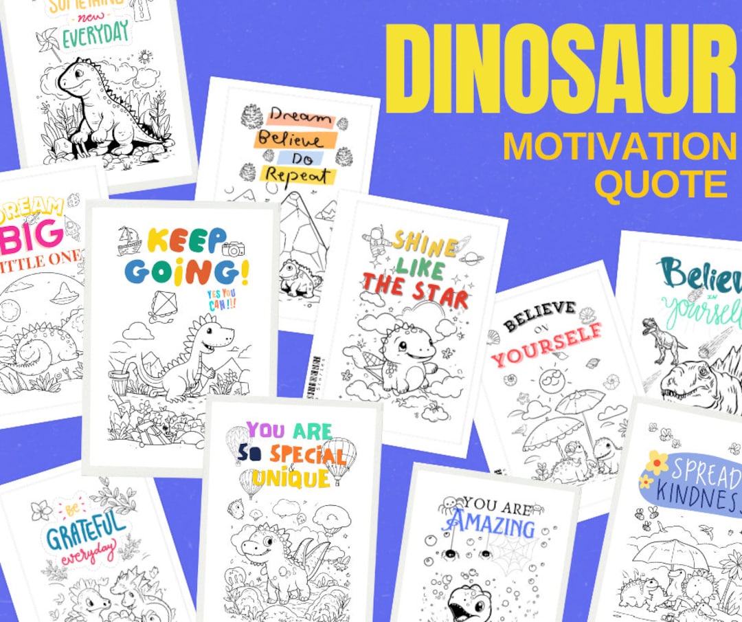 Digital Dinosaur Colouring Book With Motivational Quotes for Toddlers ...