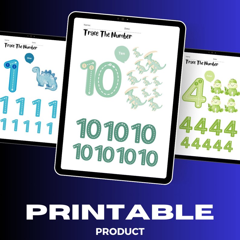 Dinosaur Number Tracing Activity Line Trace Worksheets for Toddlers and ...