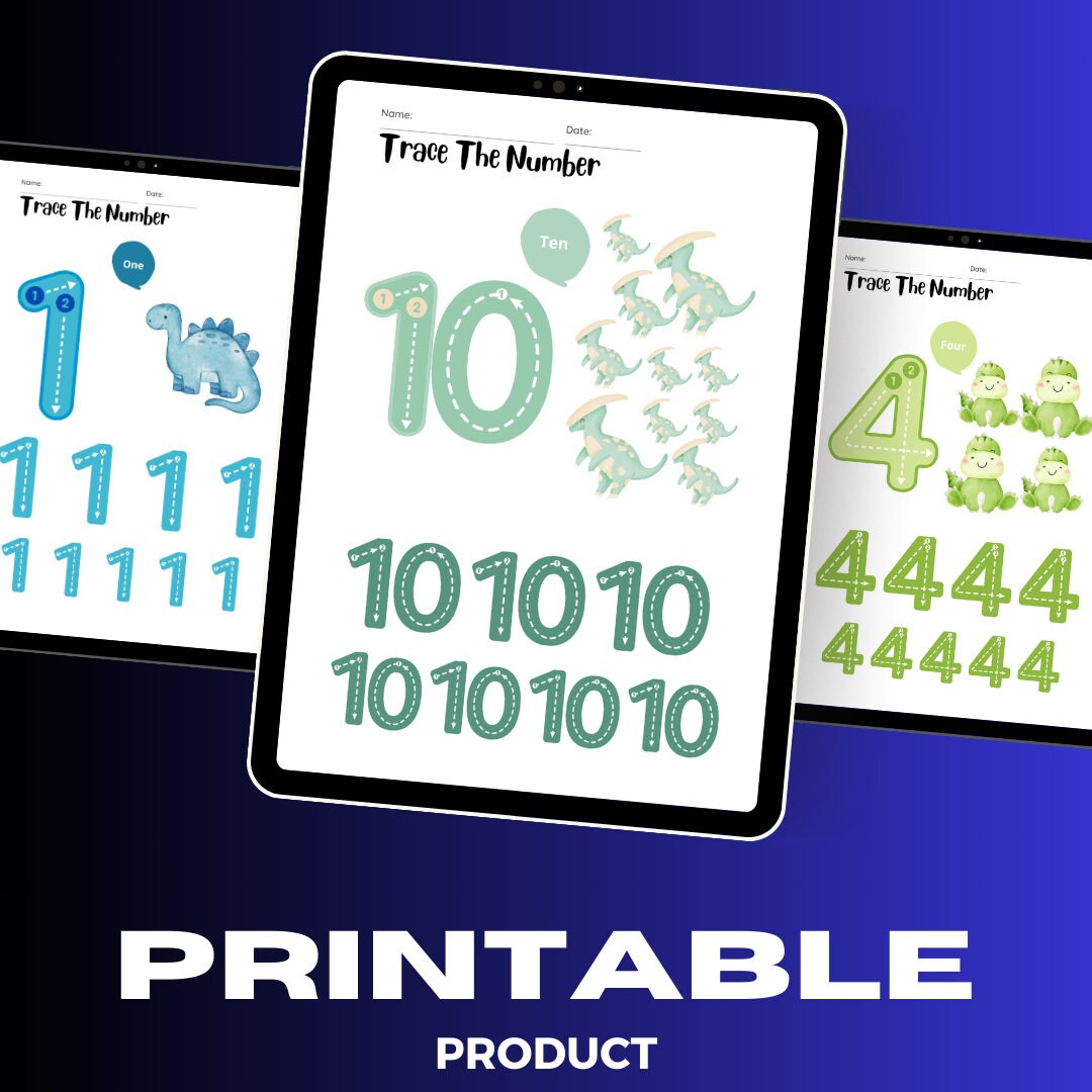 Dinosaur Number Tracing Activity Line Trace Worksheets for Toddlers and ...