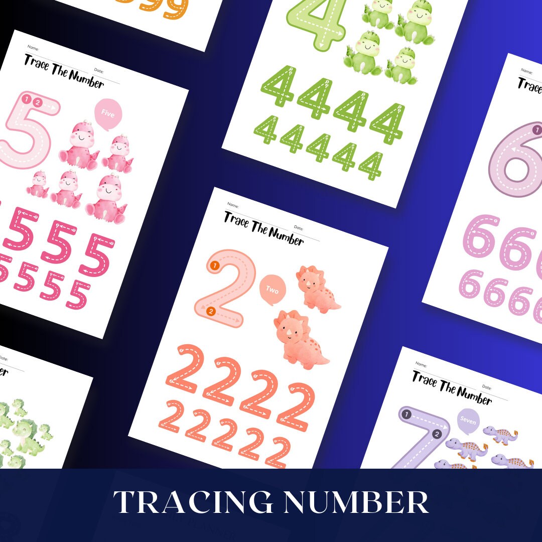 Dinosaur Number Tracing Activity Line Trace Worksheets for Toddlers and ...