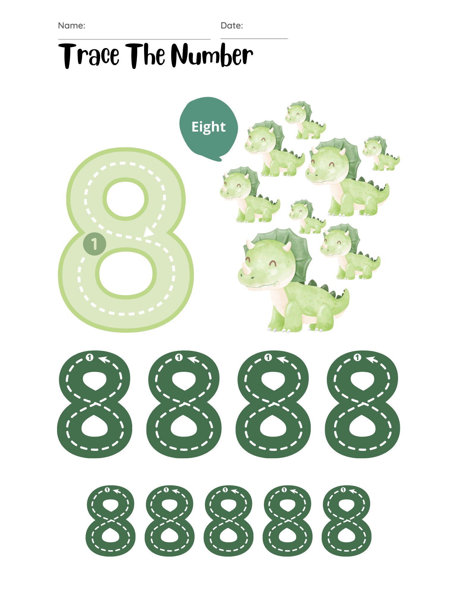 Dinosaur Number Tracing Activity Line Trace Worksheets for Toddlers and ...