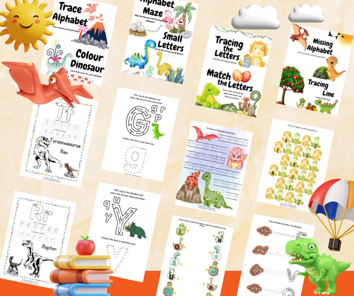 Dinosaur Alphabet Adventures: Fun & Educational Printable Activities ...