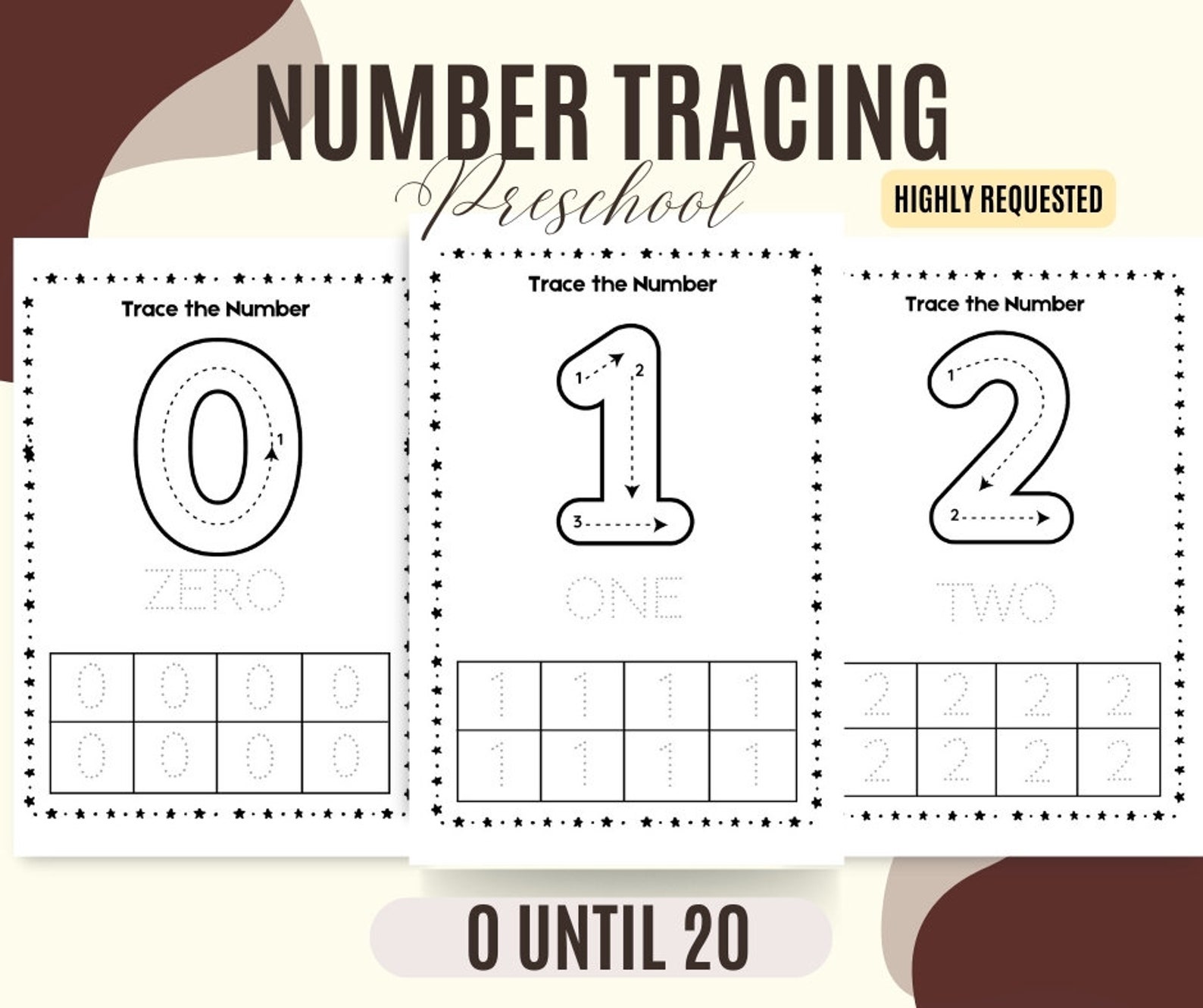 123 Number Line Tracing for Kids, Trace Line Practice, Printable Busy ...