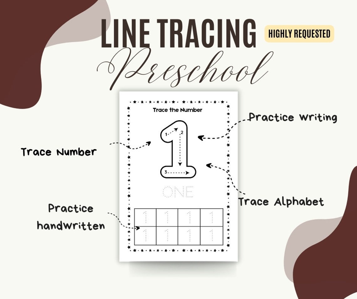 123 Number Line Tracing for Kids, Trace Line Practice, Printable Busy ...