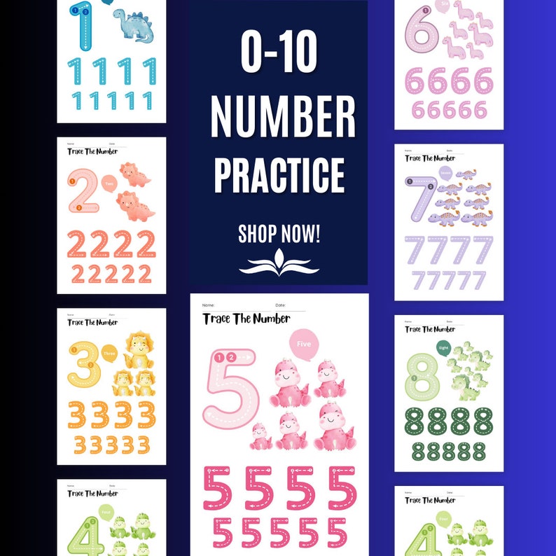 Dinosaur Number Tracing Activity Line Trace Worksheets for Toddlers and ...