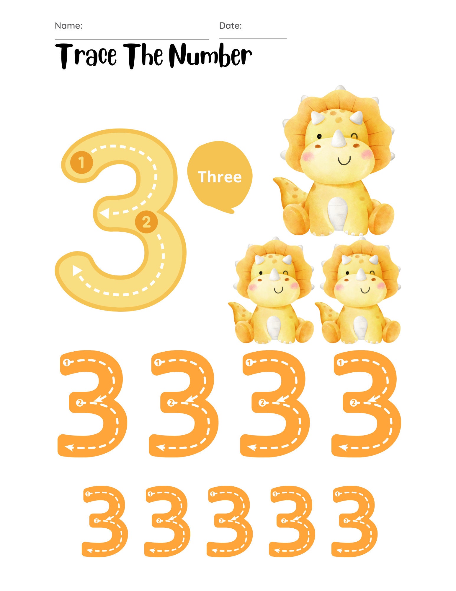 Dinosaur Number Tracing Activity Line Trace Worksheets for Toddlers and ...