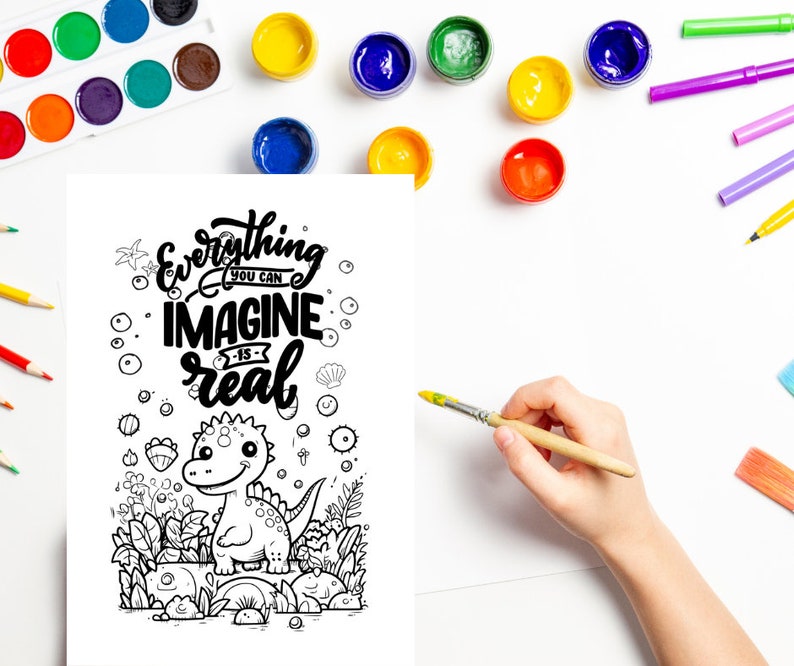 Digital Dinosaur Colouring Book With Motivational Quotes for Toddlers ...