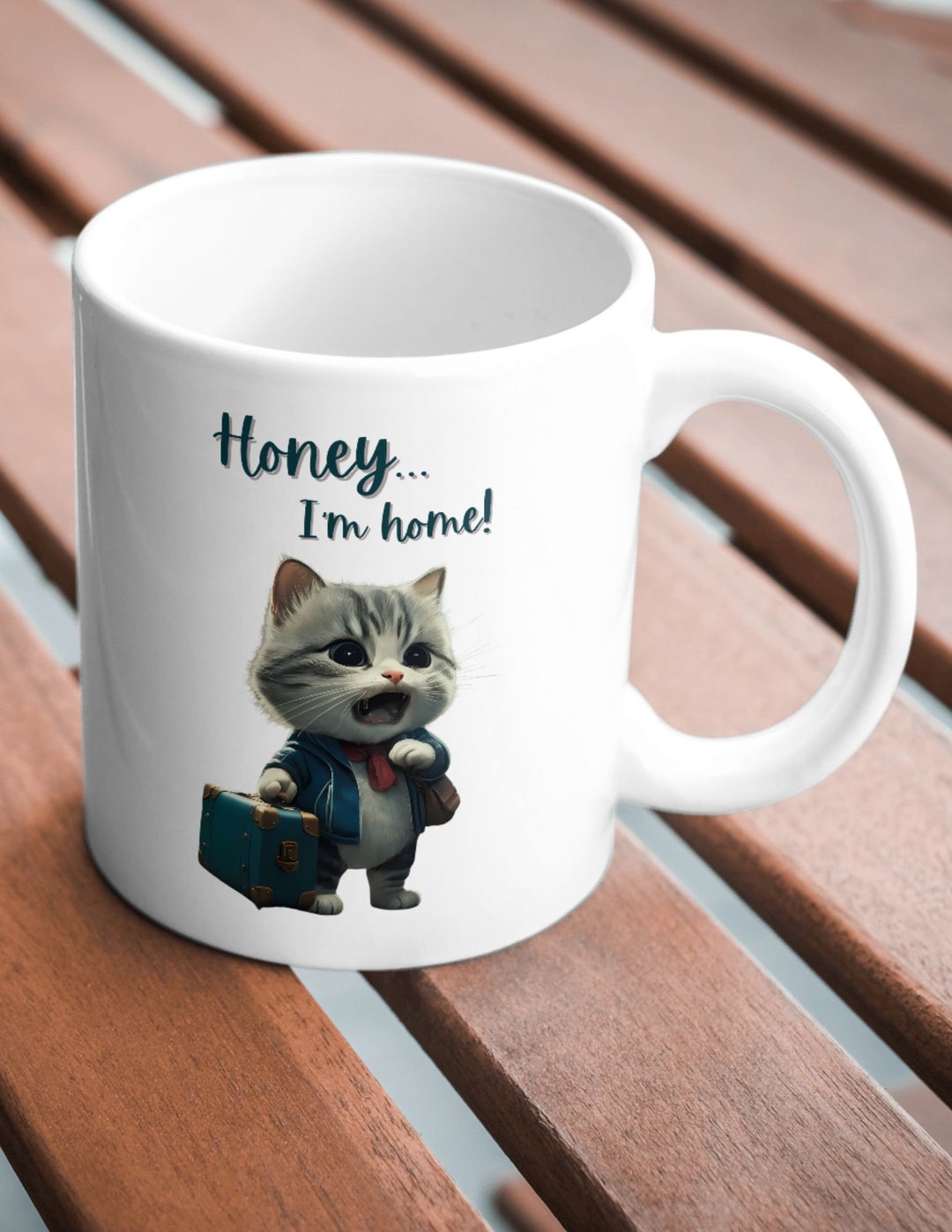 Honey I'm Home Kitty Cat Art Print Disgruntled & Exasperated Funny Cat ...