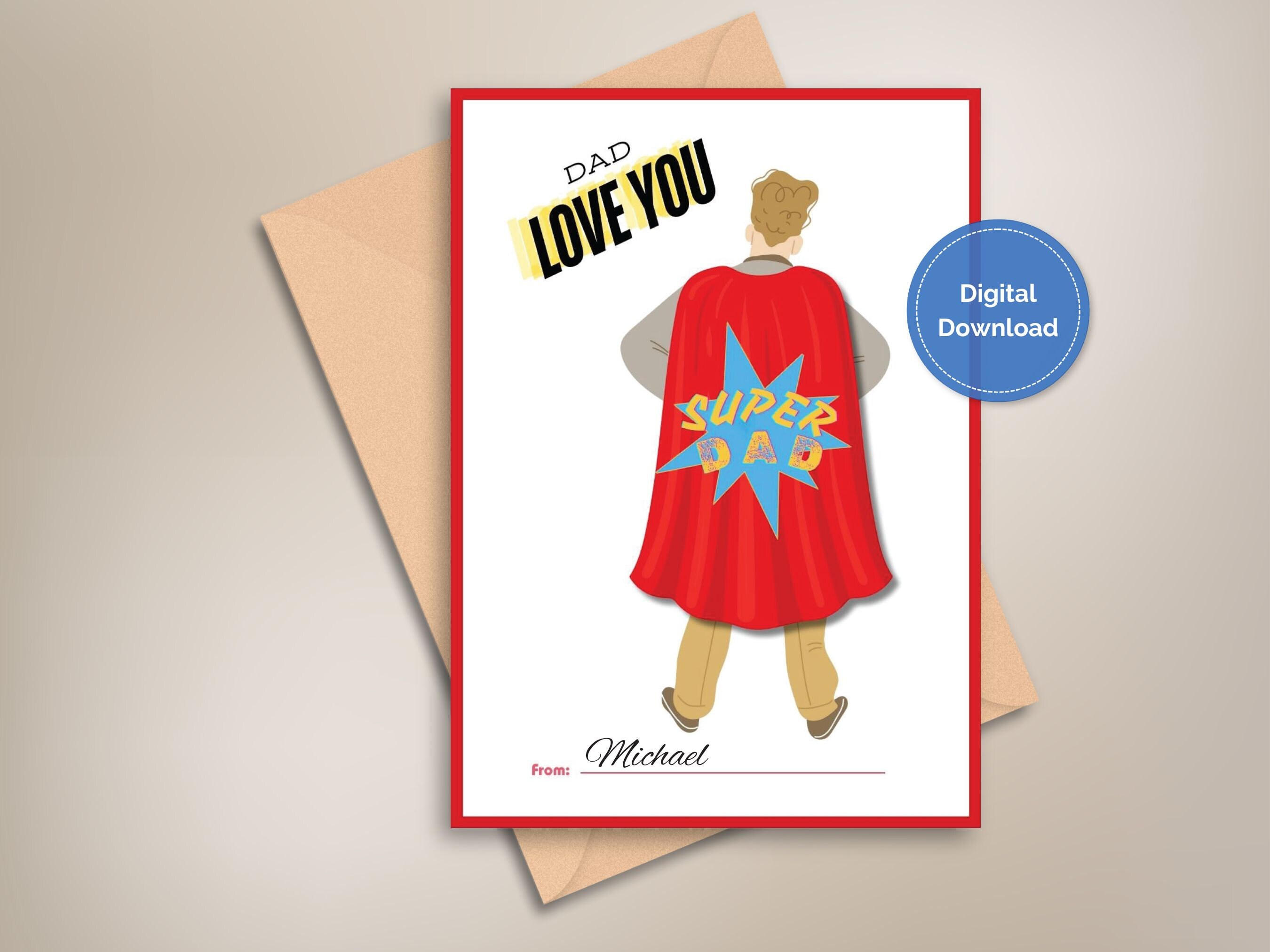 Father's Day Printable Card, Super Dad Printable, Digital Father's Day ...