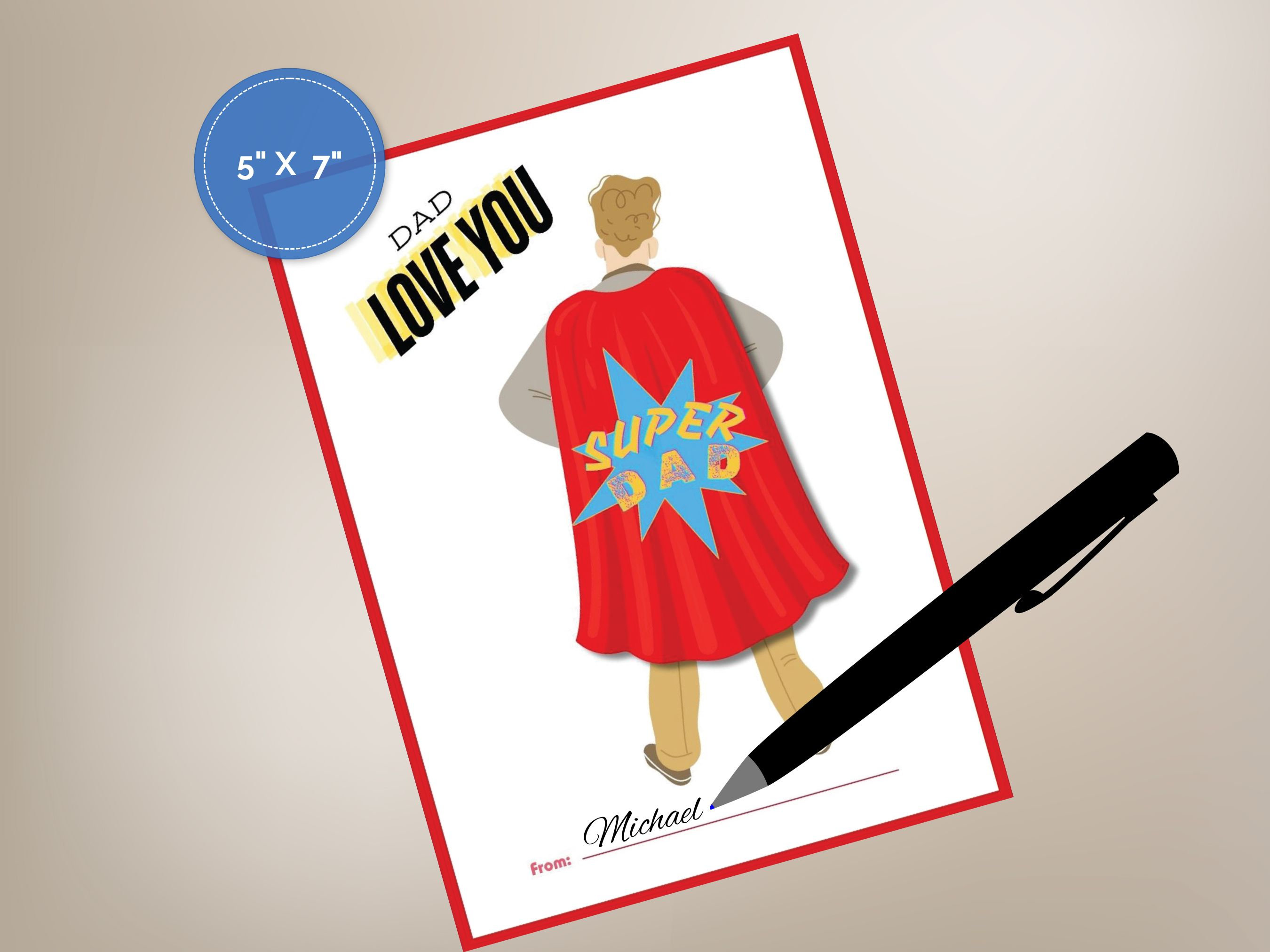 Father's Day Printable Card, Super Dad Printable, Digital Father's Day ...