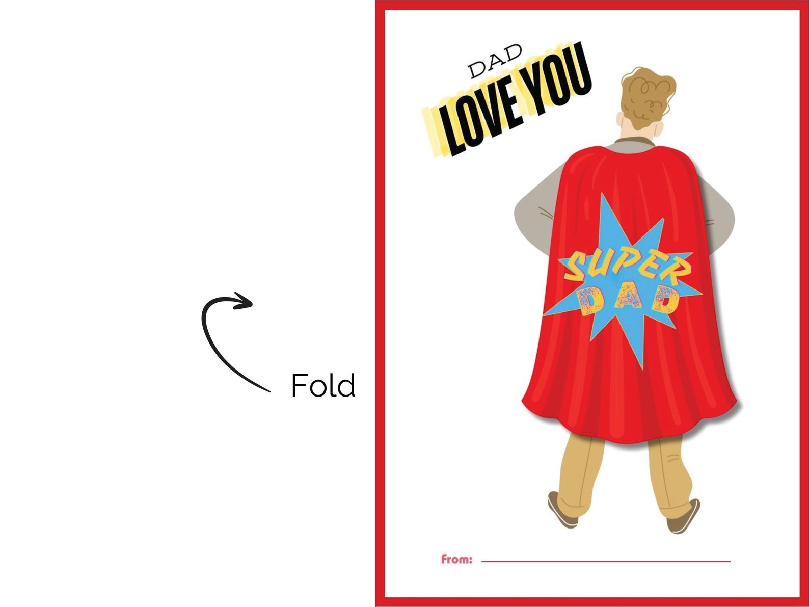 Father's Day Printable Card, Super Dad Printable, Digital Father's Day Card, Super Dad's Day ...