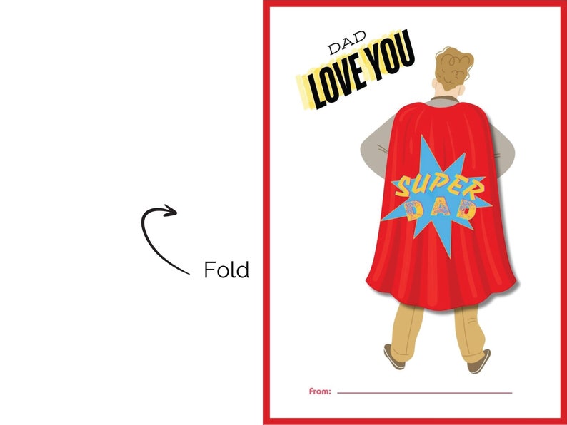 Father's Day Printable Card, Super Dad Printable, Digital Father's Day ...