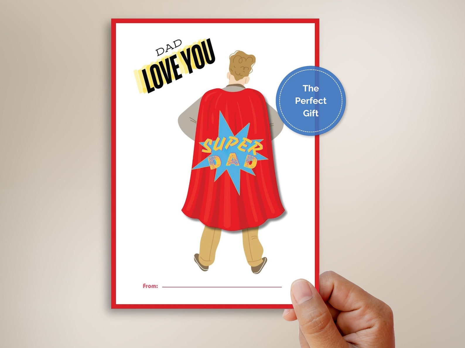Father's Day Printable Card, Super Dad Printable, Digital Father's Day ...